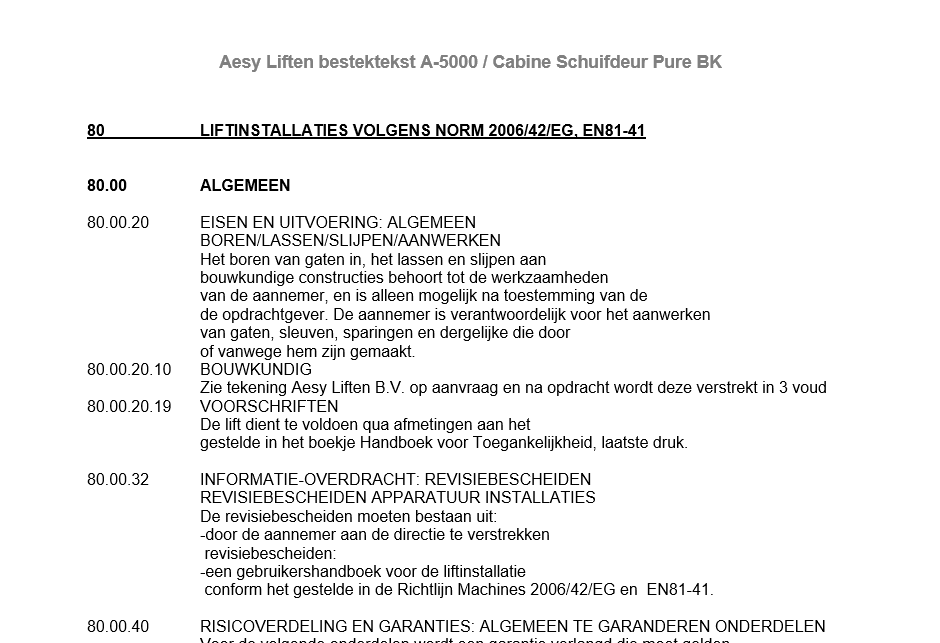 Bestekteksten - Aesy Liften NL